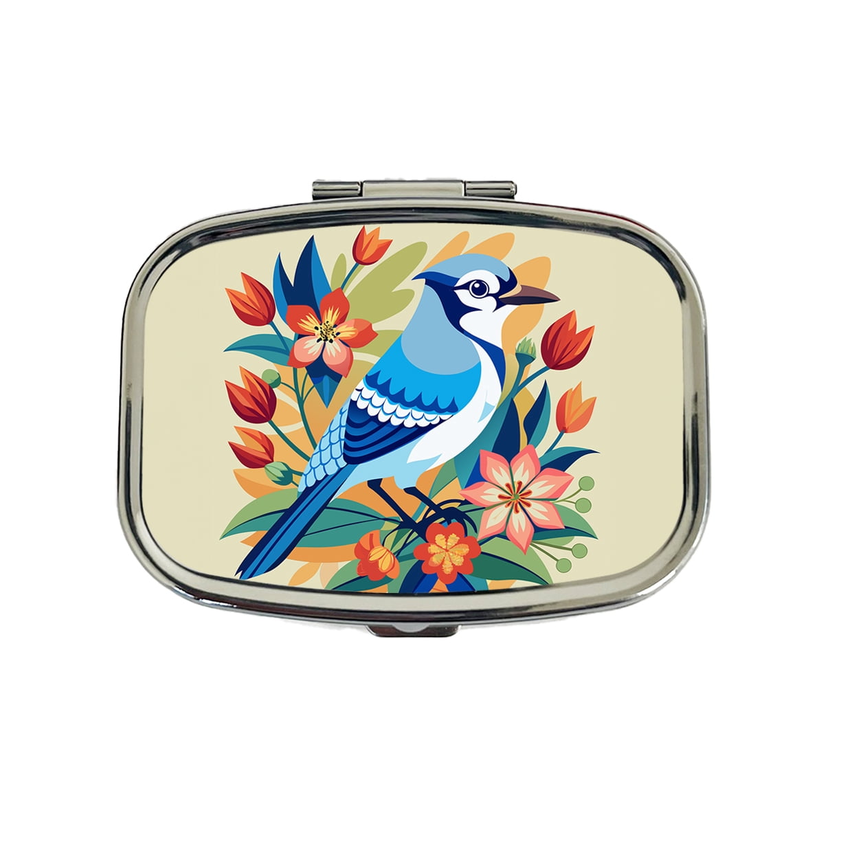 Blue Jay Floral Flowers Small Travel Handbag Pill Box Case - Walmart.com