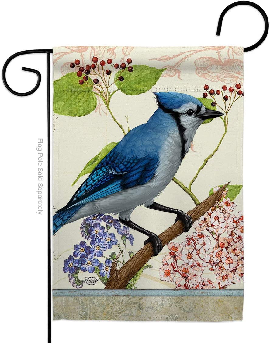 Blue Jay Floral Friends Birds Decorative Vertical Garden Flag - Walmart.com