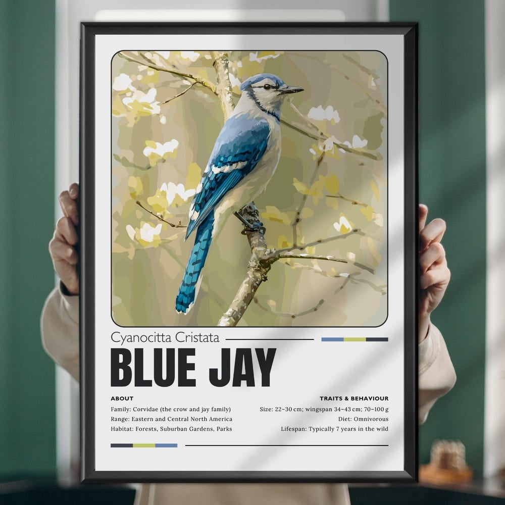 Blue Jay Painting: Vibrant Songbird Art Print, Cottagecore Decor ...