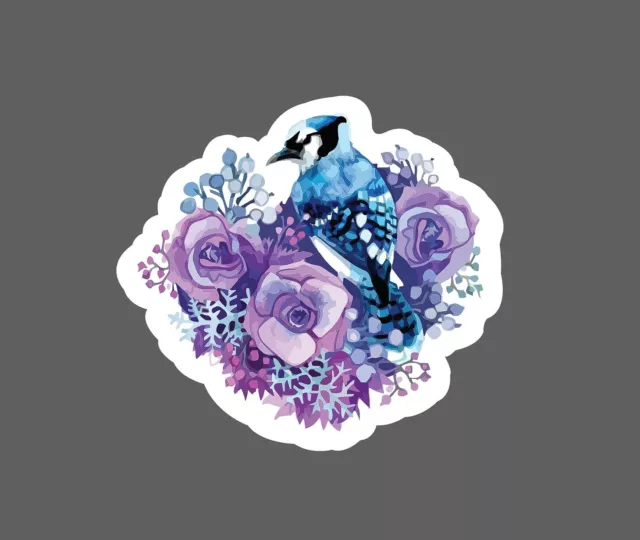 Blue Jay Sticker Floral Waterproof Bird Sticker Phone Decal Water ...