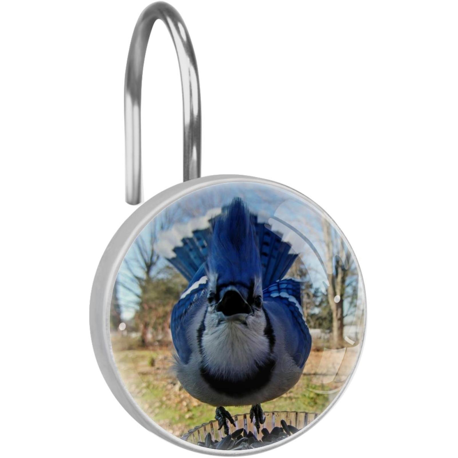 Blue Jay Symbol of Vision Round Shower 12-Pack Shower Curtain Hooks ...