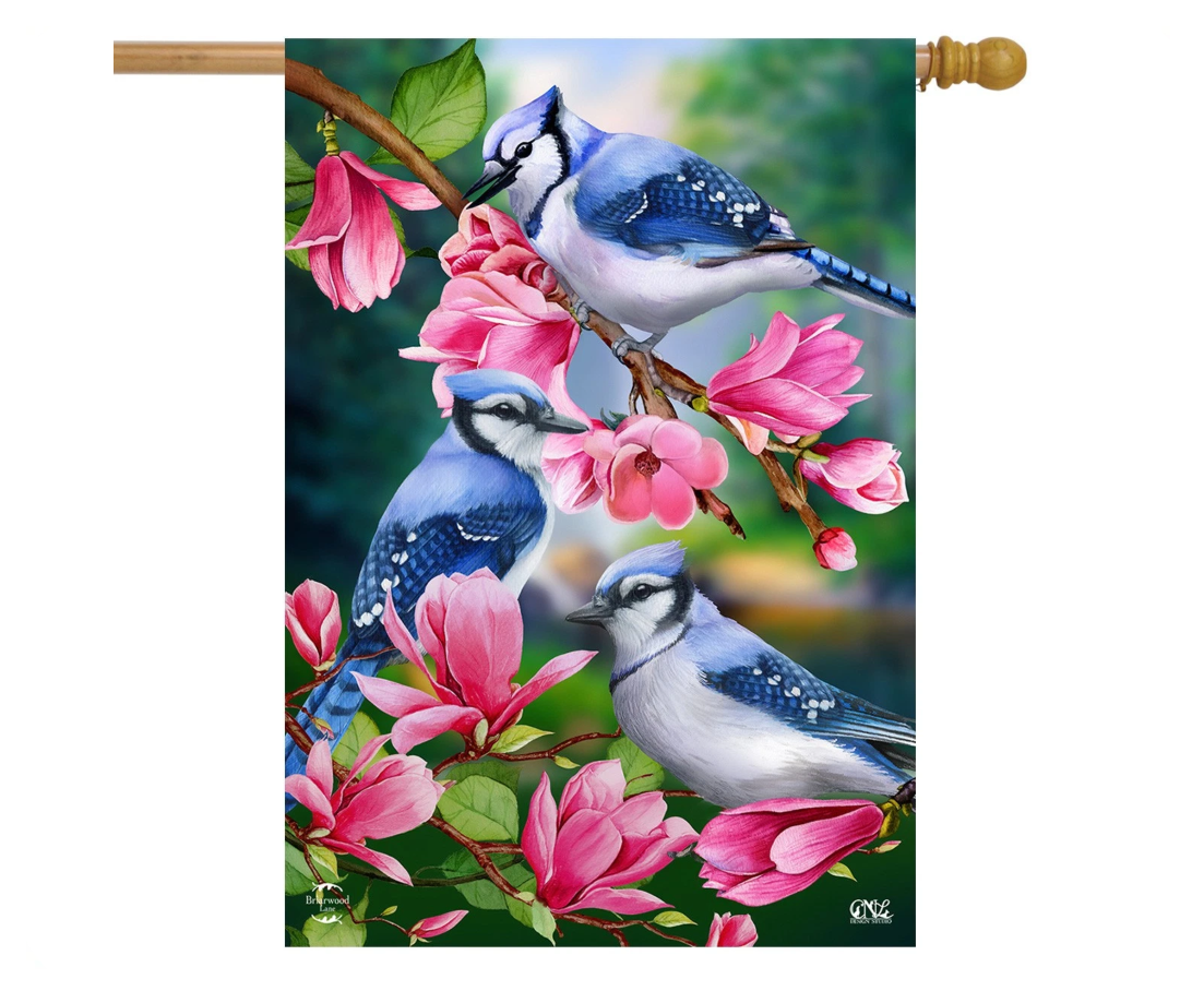 Blue Jay Trio Spring Flag 28x40 POLE NOT INCLUDED House Flag - Walmart.com