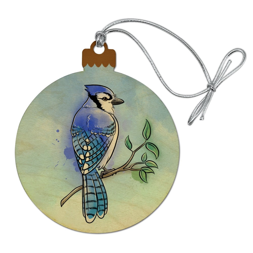 Blue Jay Watercolor Northeastern Bird Wood Christmas Tree Holiday ...