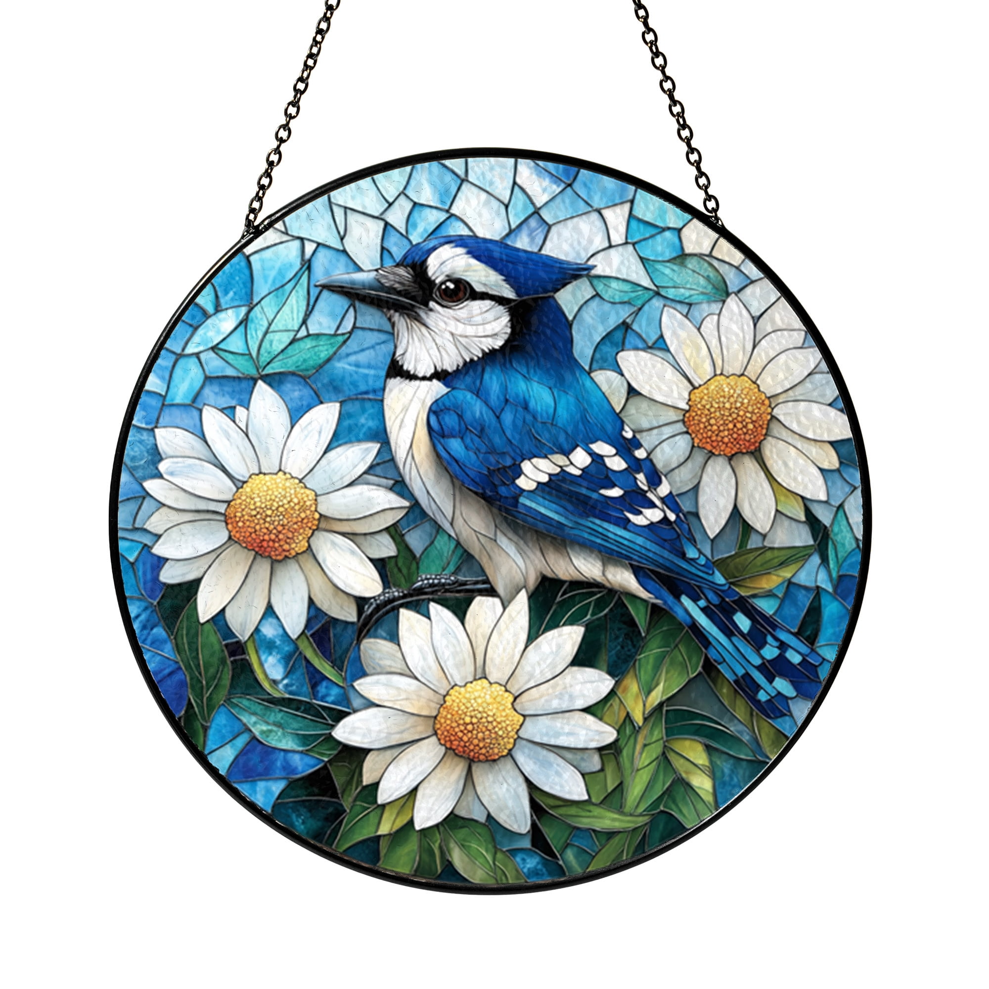 Blue Jay Window Suncatcher, Decorative Stained Glass Inspired Bird and ...