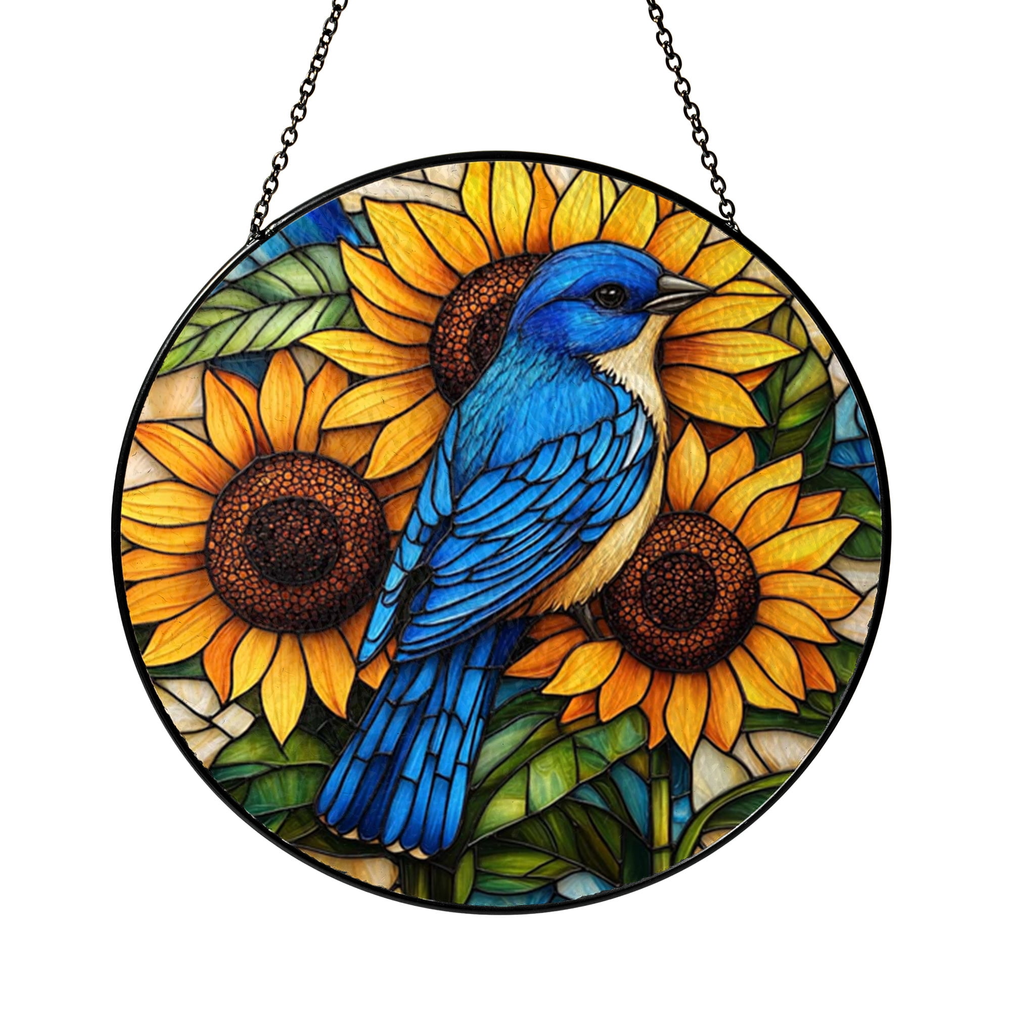Blue Jay Window Suncatcher with Stained Glass Look, Home Nature Window ...