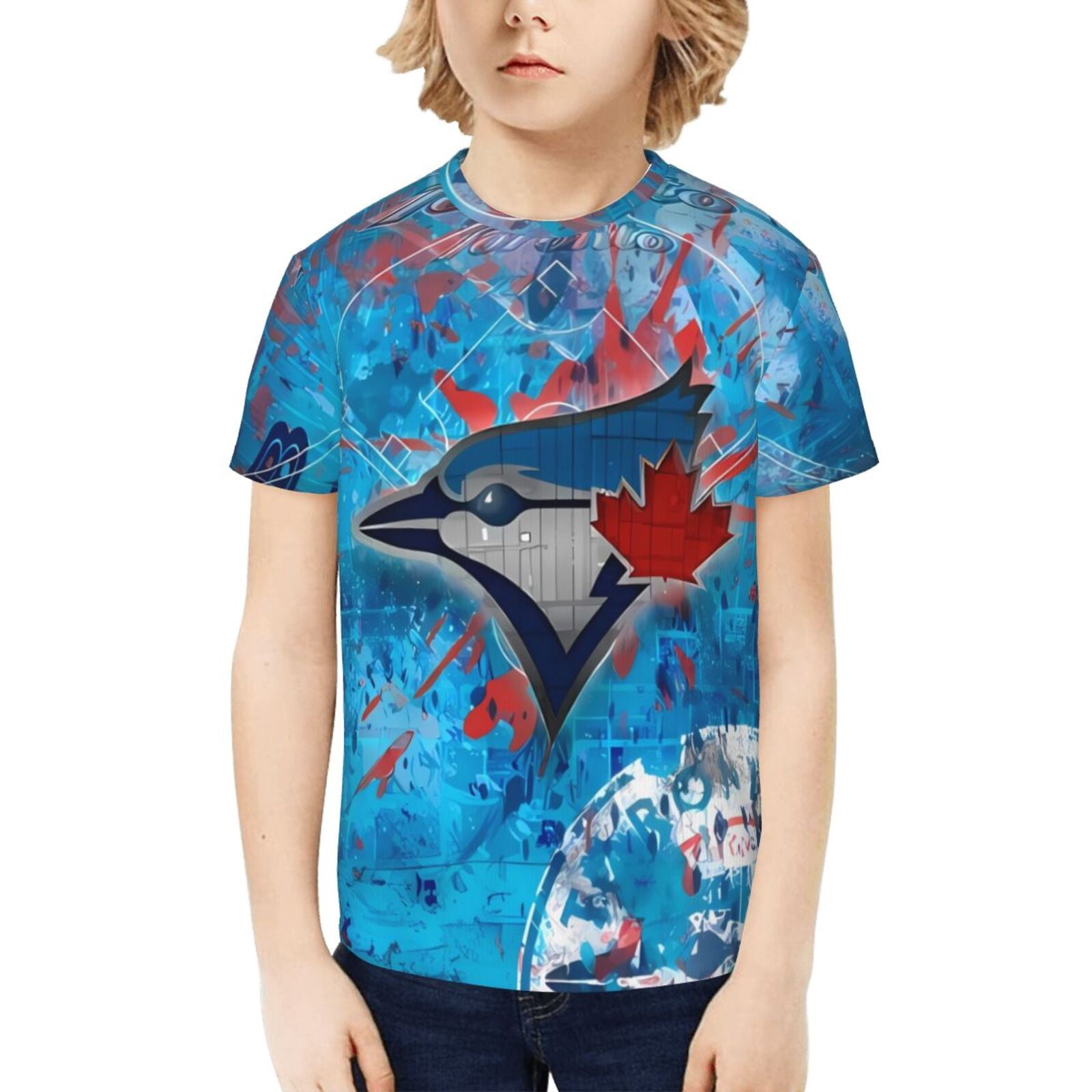 Blue_Jays Boys and Girls Round Neck Short Sleeve Shirt for Youth Sports ...