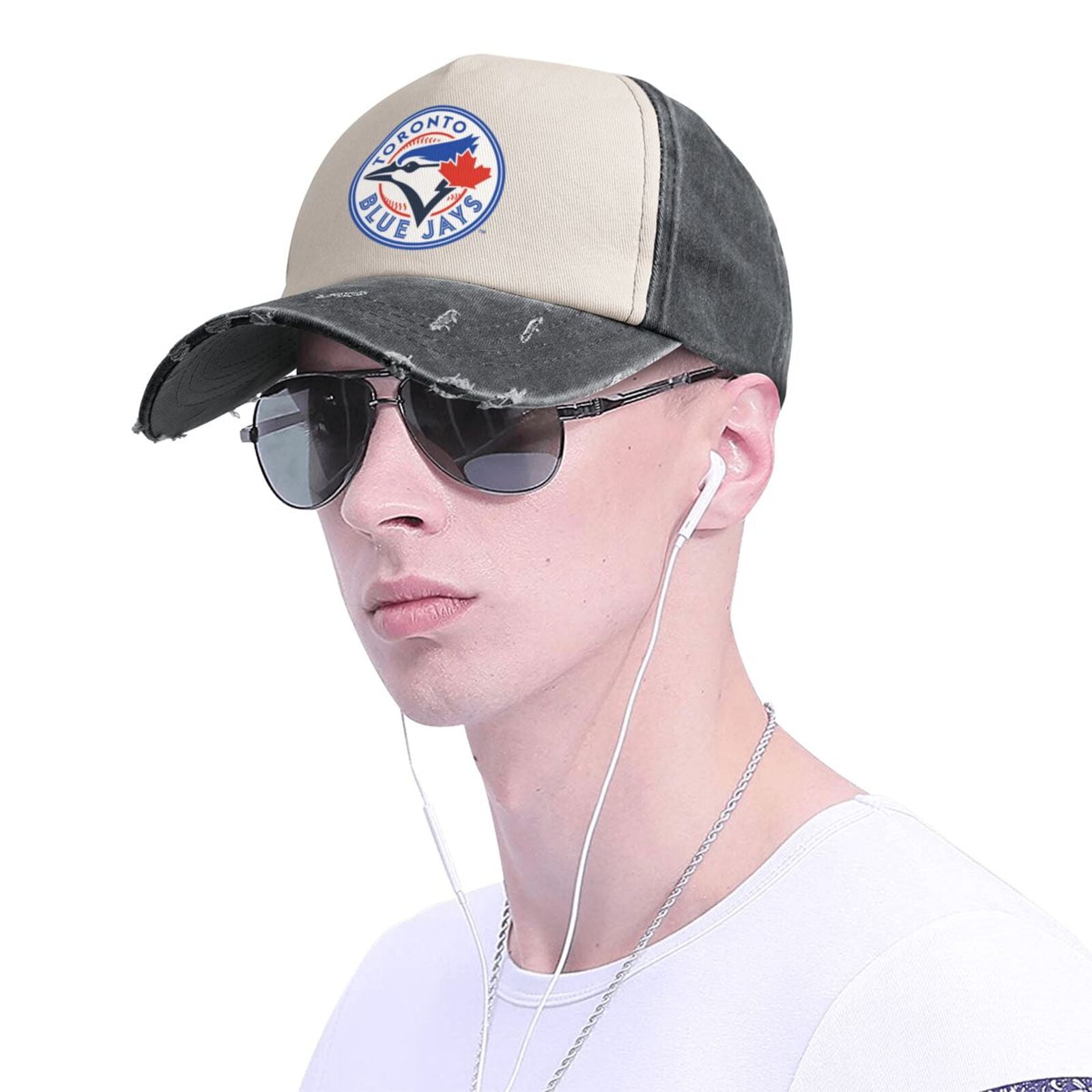 Blue_Jays Classic curved brim hat Washed Baseball Caps Cowboy contrasting hat - Walmart.com