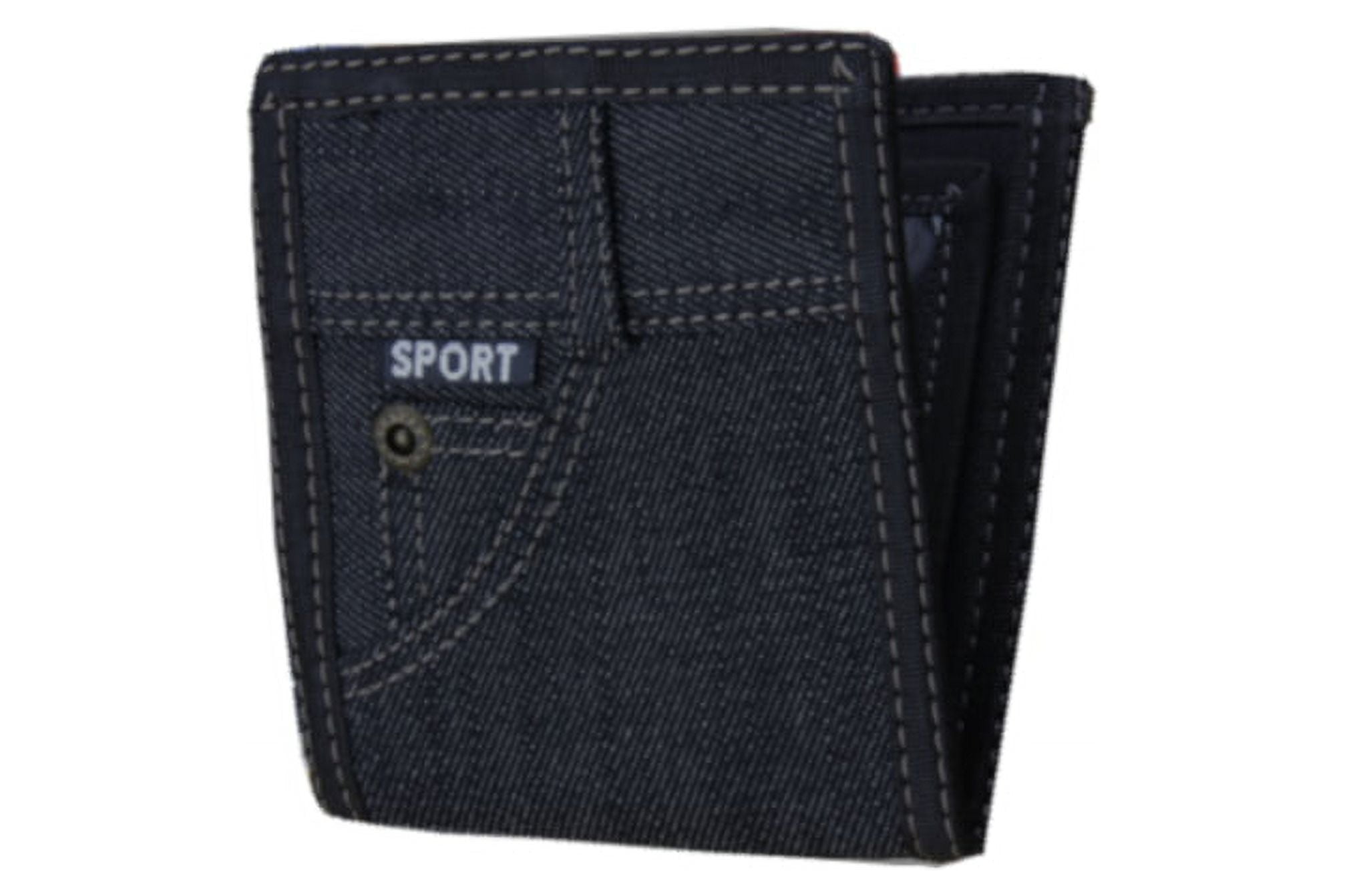 Blue Jean Denim Dark Blue Color Wallet with Pocket Design on outside ...