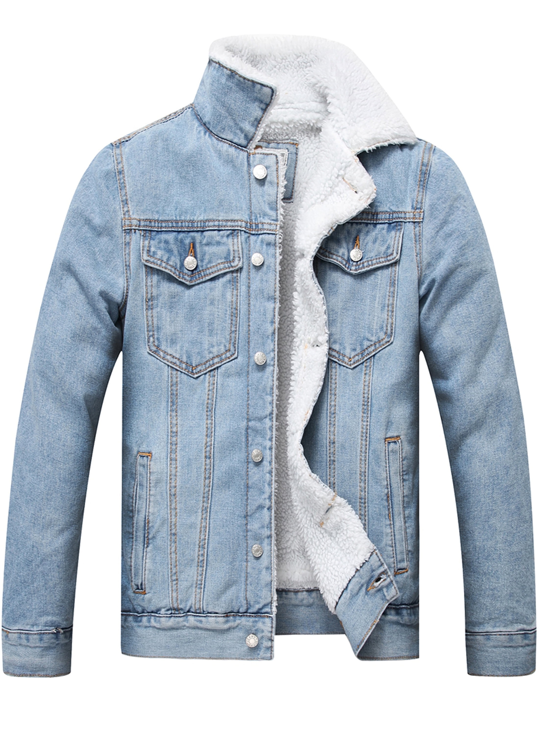 Blue Jean Jacket Mens Fleece Lined Denim Jacket - Walmart.com
