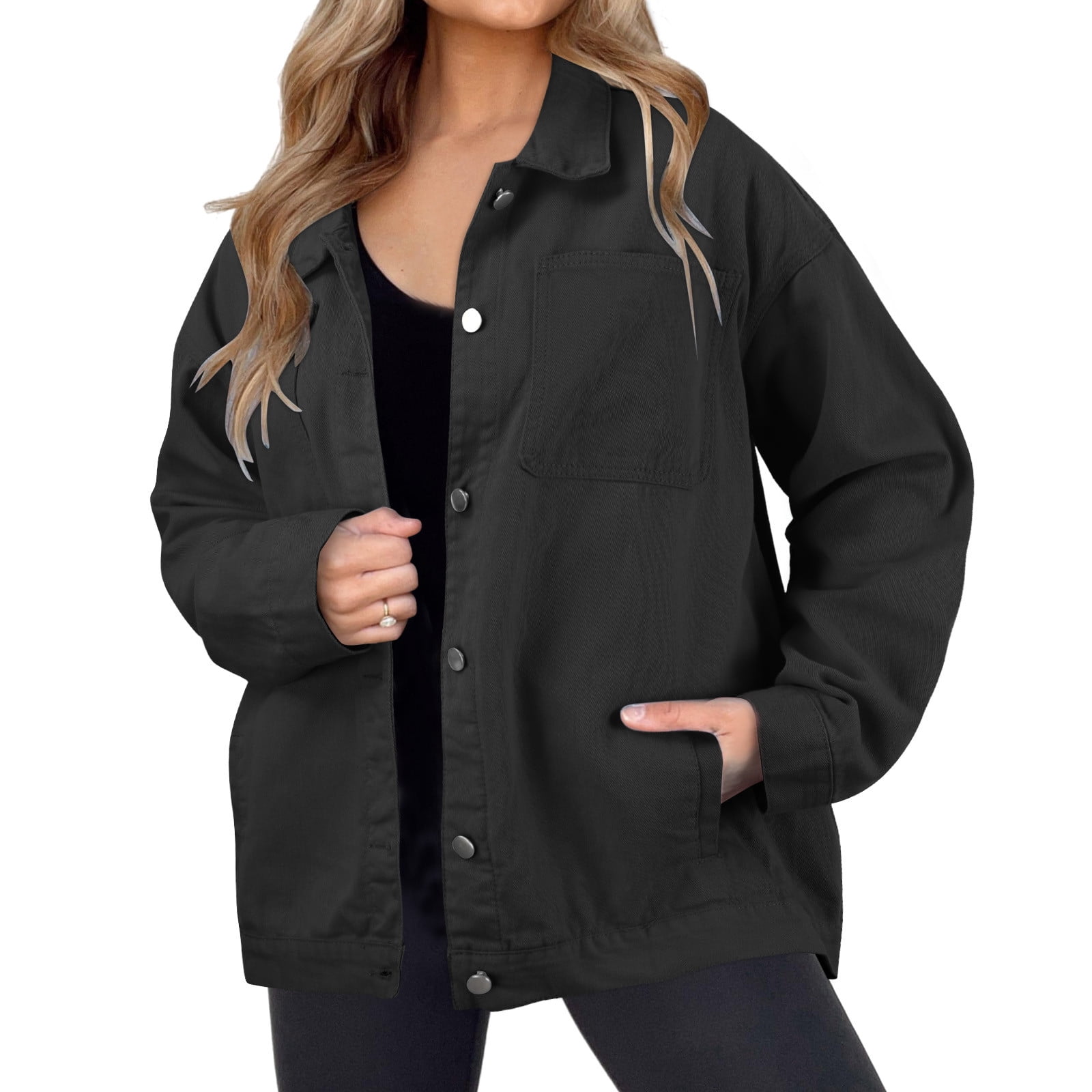 Blue Jean Jackets For Women Clearance Washed Cropped Stretch Classic ...