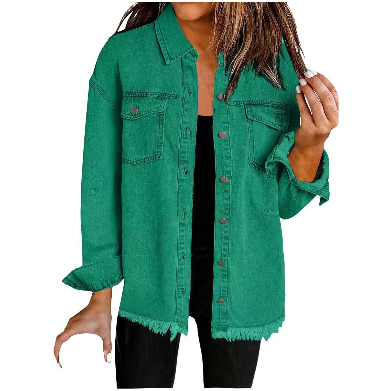 Blue Jean Jackets for Women Women’s Oversized Denim Shirt, Long Sleeve ...