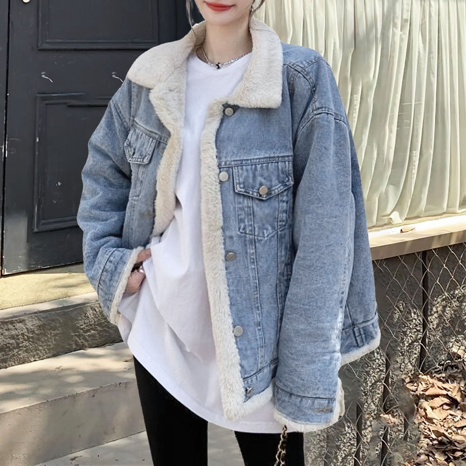 Blue Jean Jackets Women Womens Reversible Notched Collar Jean Jacket ...