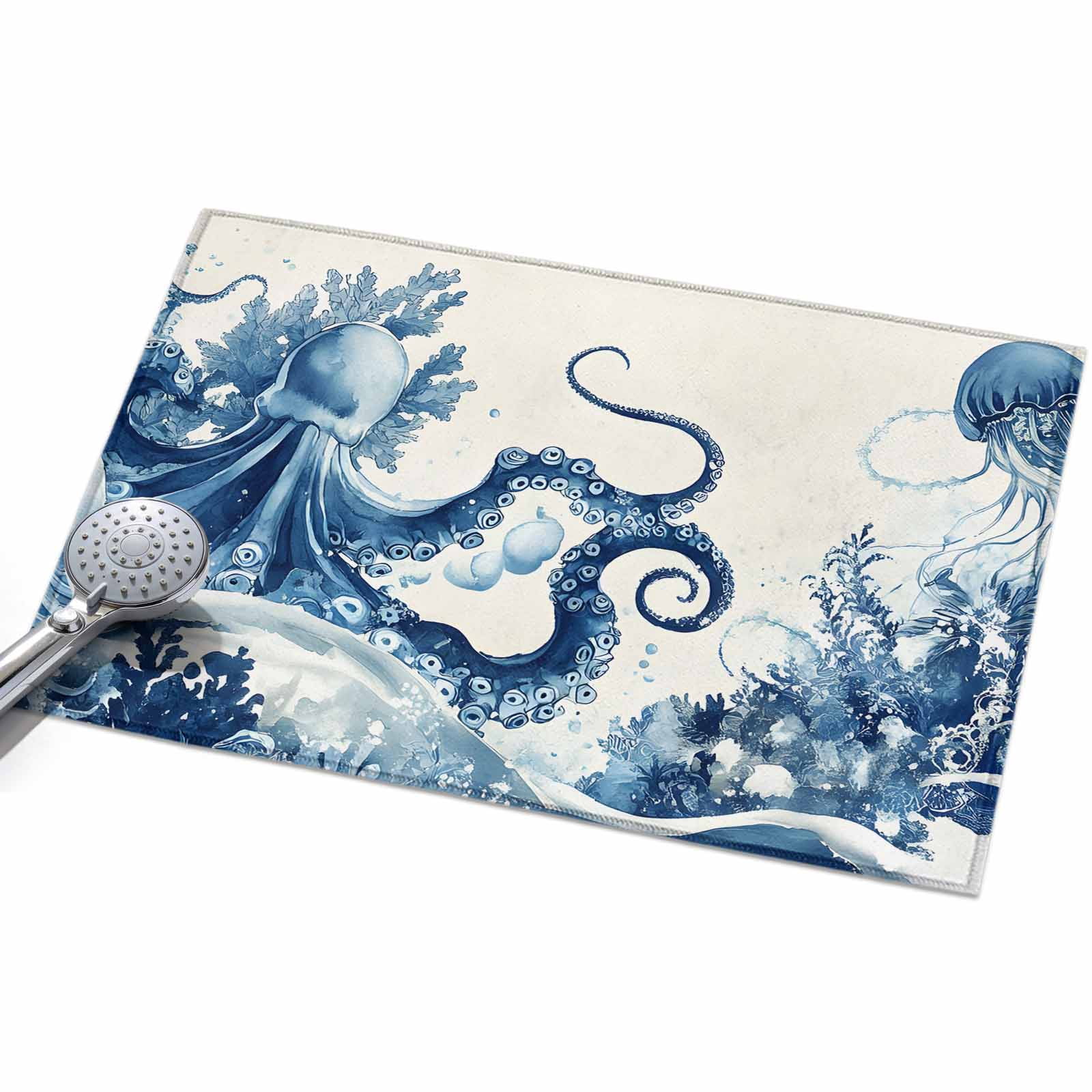Blue Jellyfish Area Rugs 2x3ft Abstract Marine Animal Coral Shell Ocean ...