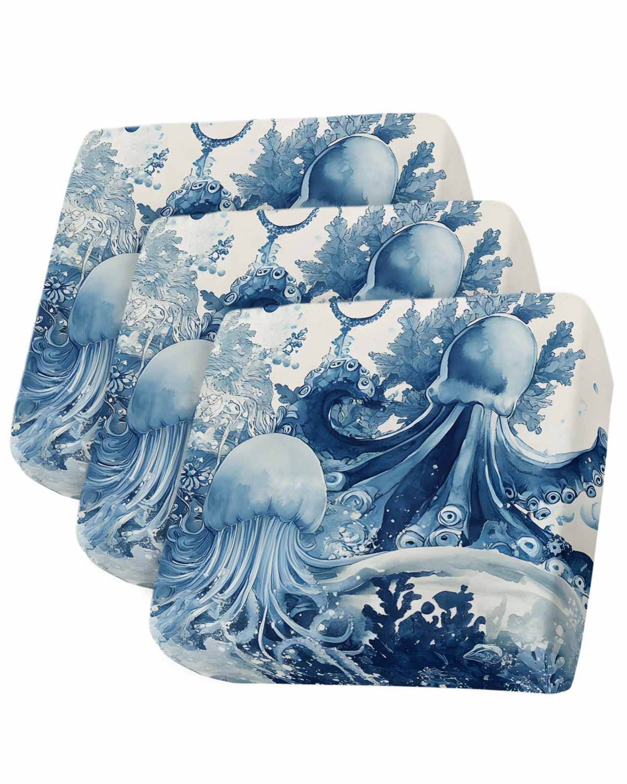 Blue Jellyfish Coastal Sofa Couch Cushion Covers Washable, Removable ...