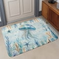 Blue Jellyfish Front Door Mat Indoor Entrance, Nautical Coastal Shell ...