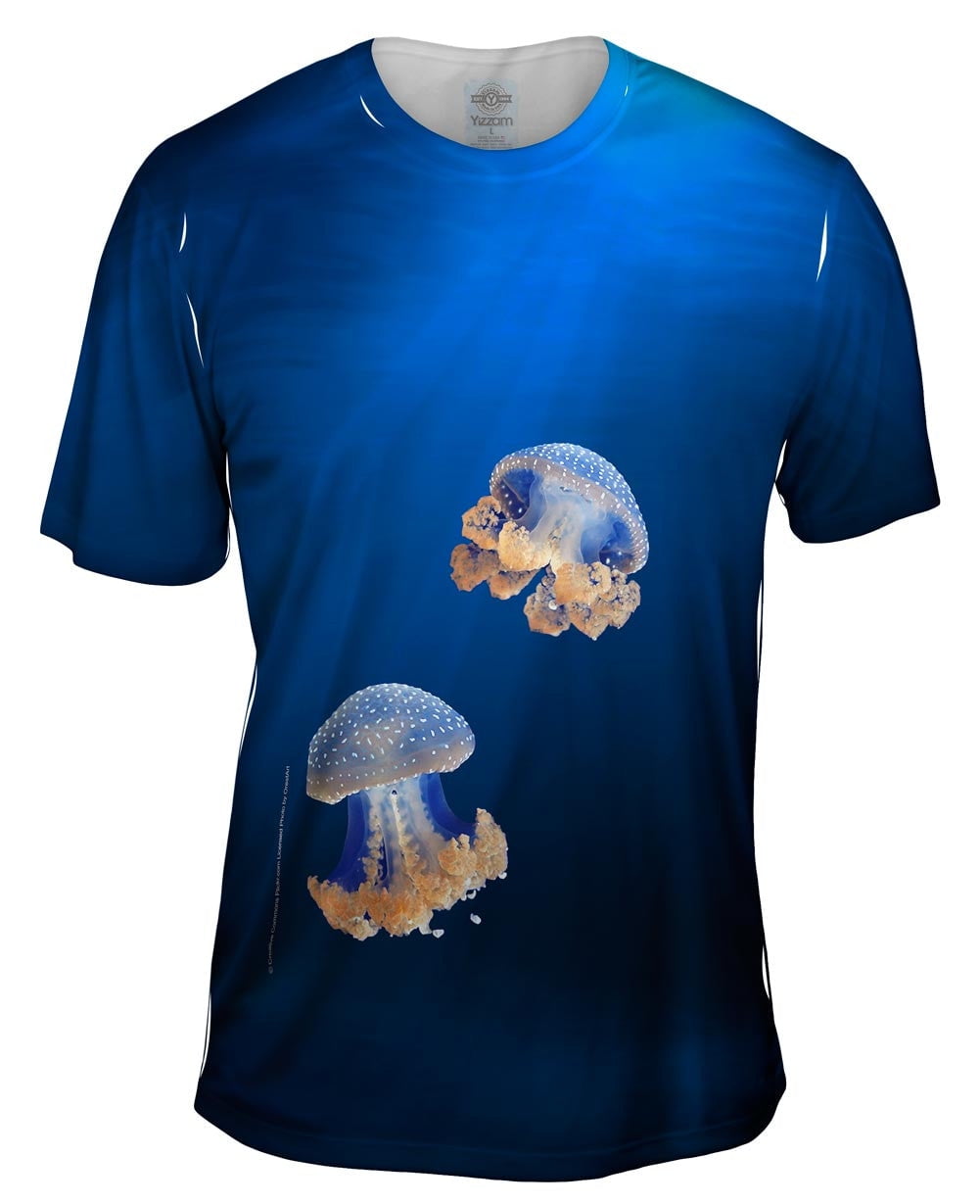 Blue Jellyfish Rise Underwater Mens T-Shirt All Over Print - Walmart.com