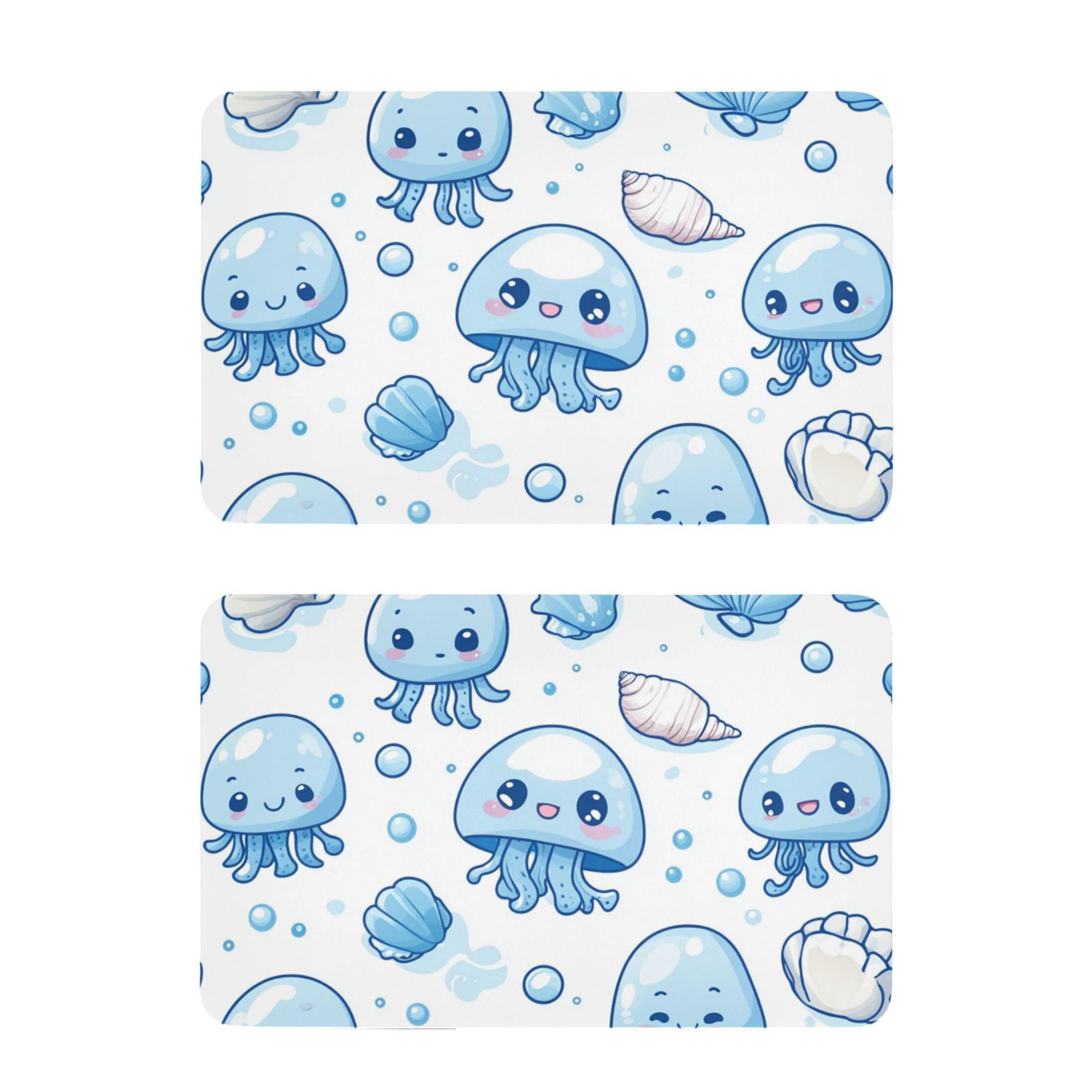 Blue Jellyfishes Shells Bubbles Cartoon Refrigerator Magnet Decorative ...