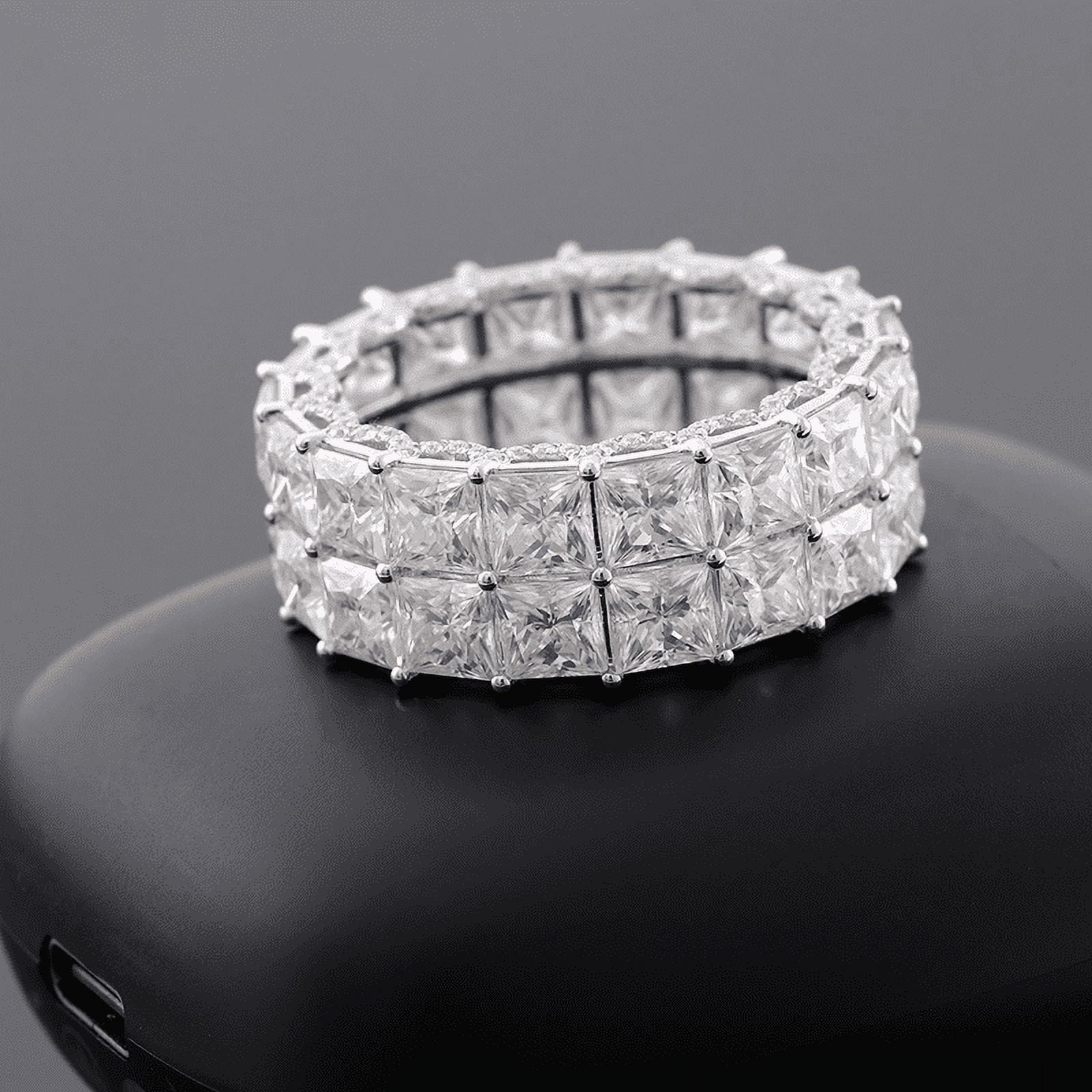 Blue Jewel 1.2 Ct Princess Cut Diamond Band for Her - 14K White Gold ...