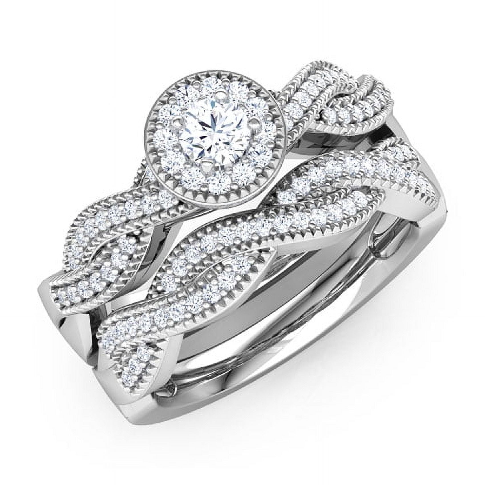 Blue Jewel 1.2 Ct Round Cut Diamond Ring Set - Engagement Ring for ...