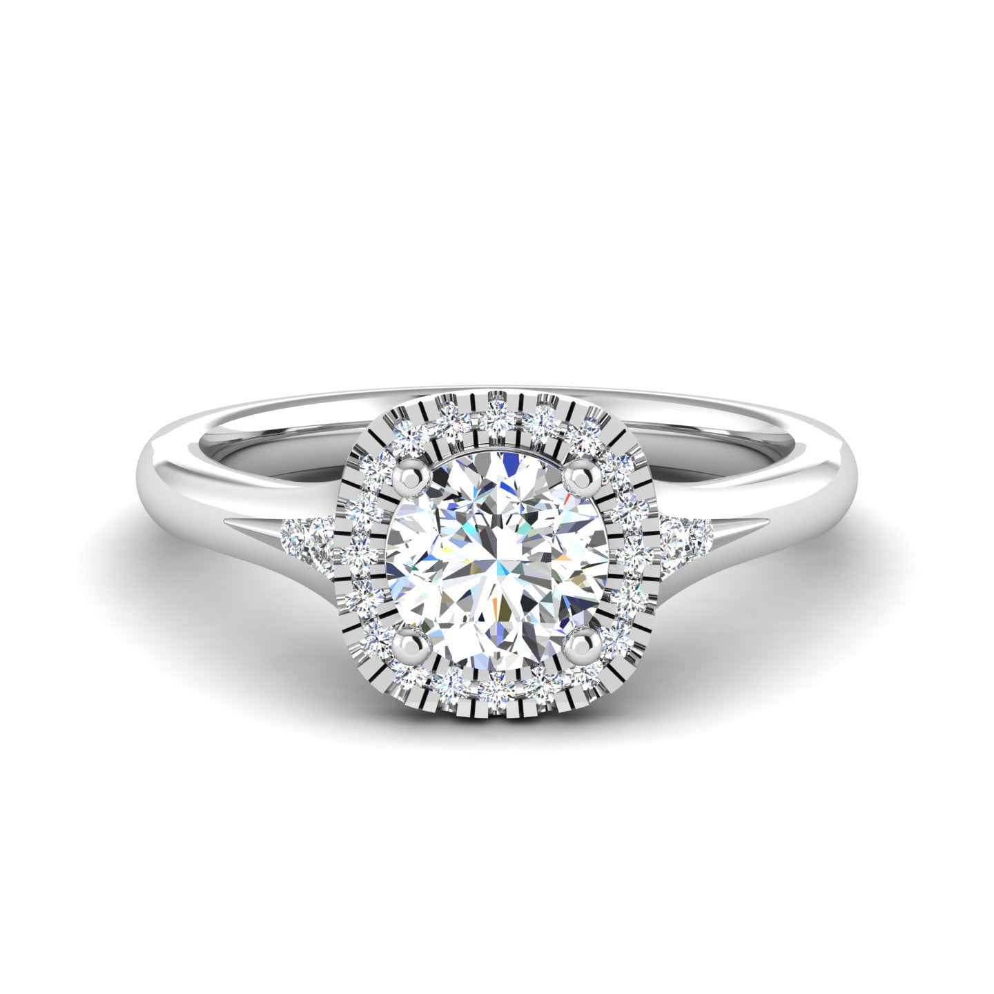 Blue Jewel 1.38 Ct Round Cut Solitaire Engagement Ring - Halo Setting ...