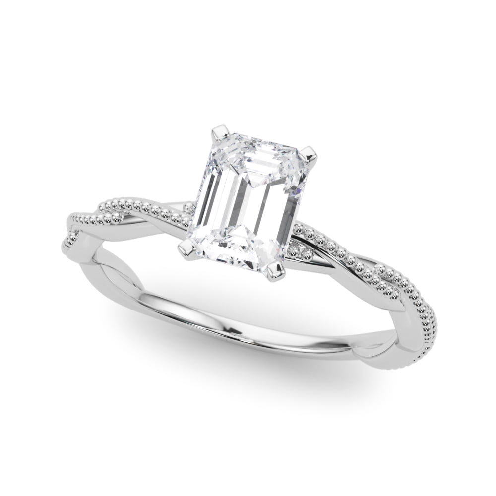 Blue Jewel 1.6 Ct Emerald Cut Lab Created Diamond Ring - 14K White Gold ...