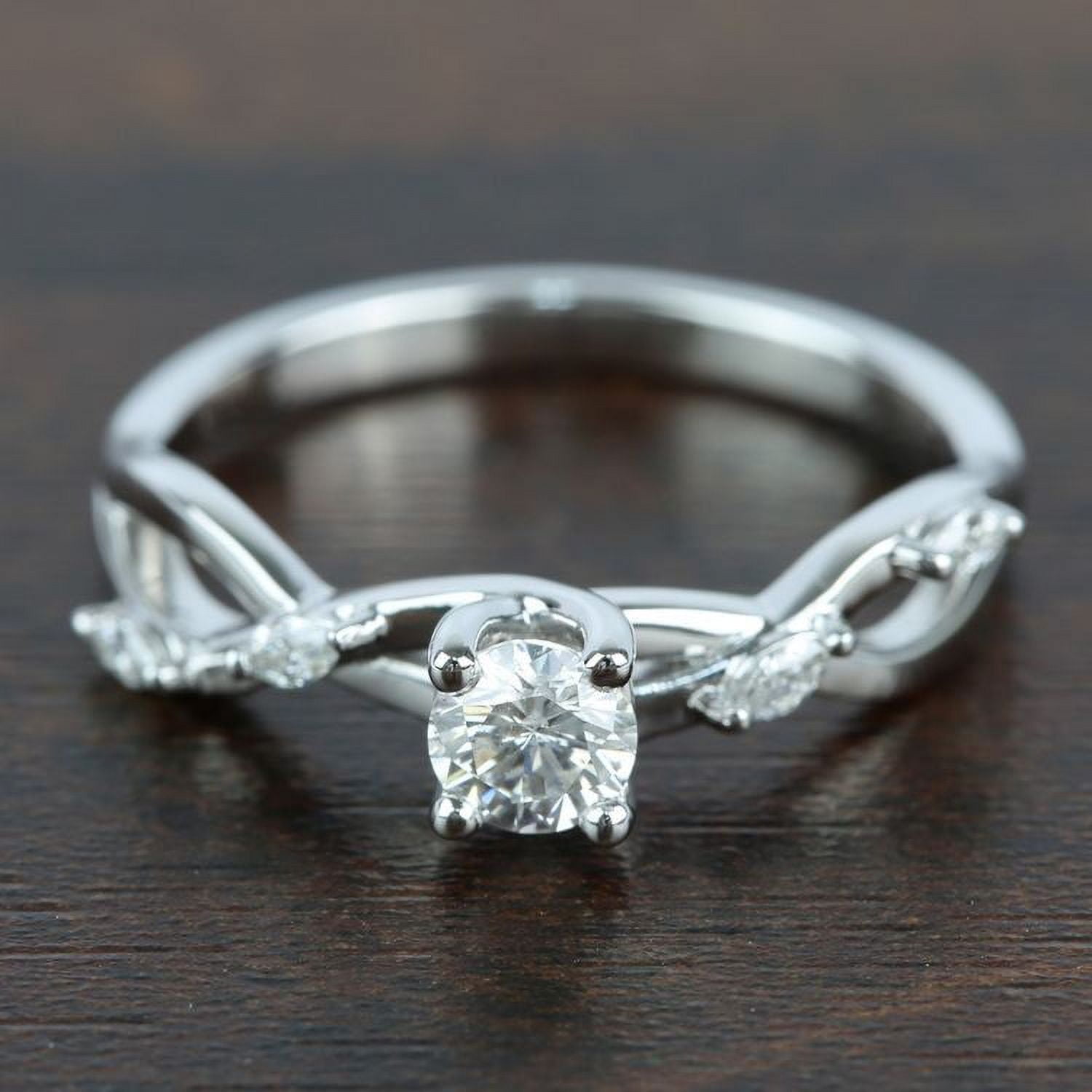 Blue Jewel 1.8 Ct Round Brilliant Cut Diamond Ring - 14K White Gold Plated Wedding Anniversary ...