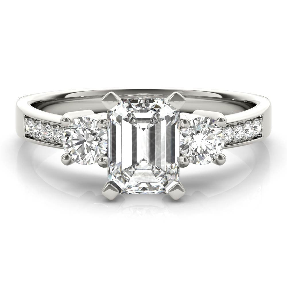 Blue Jewel 1.81 Ct Emerald Cut Lab-Created Simulated Diamond Engagement ...