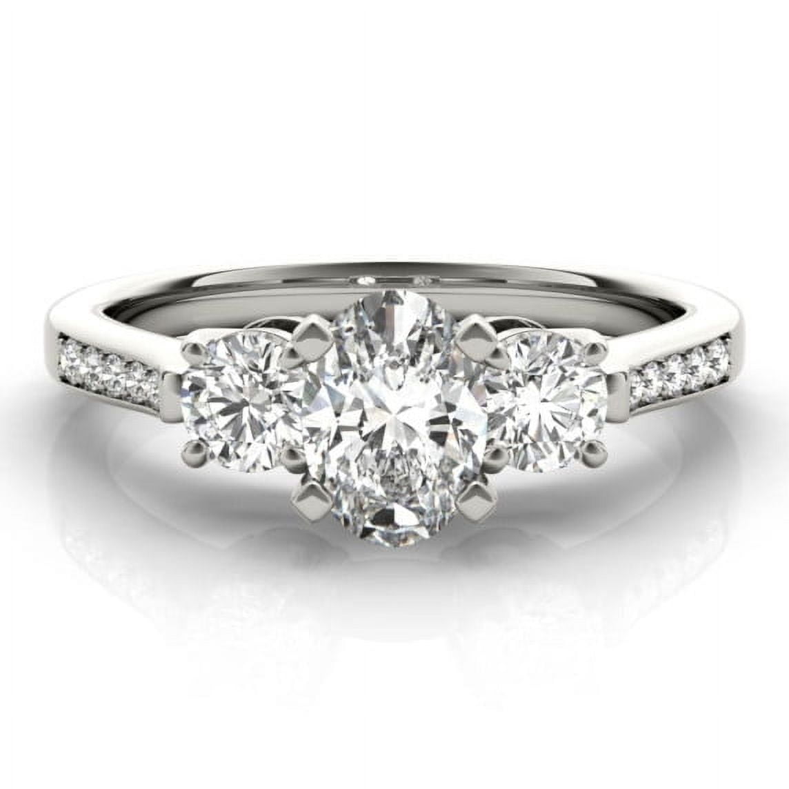 Blue Jewel 1.81 Ct Oval Cut Lab Created Diamond Ring - Three Stone ...