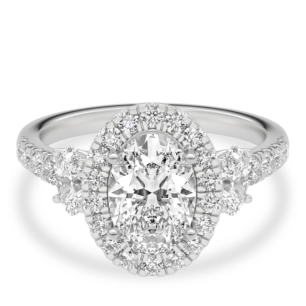 Blue Jewel 1.92 Ct Oval Cut Diamond Wedding Ring - Glimmering Halo with ...