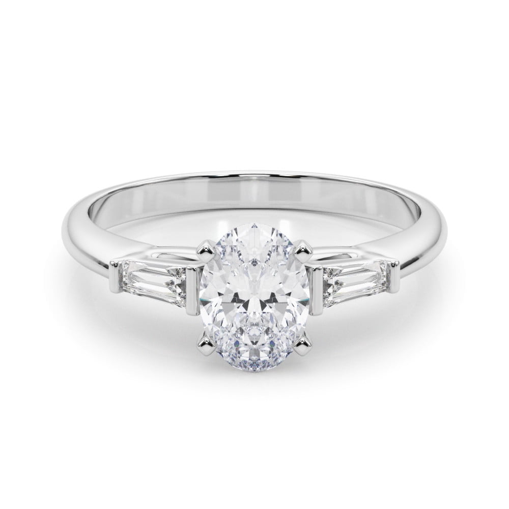 Blue Jewel 1.92 Ct Oval Diamond Ring - Three Stone Prong Set Layout ...