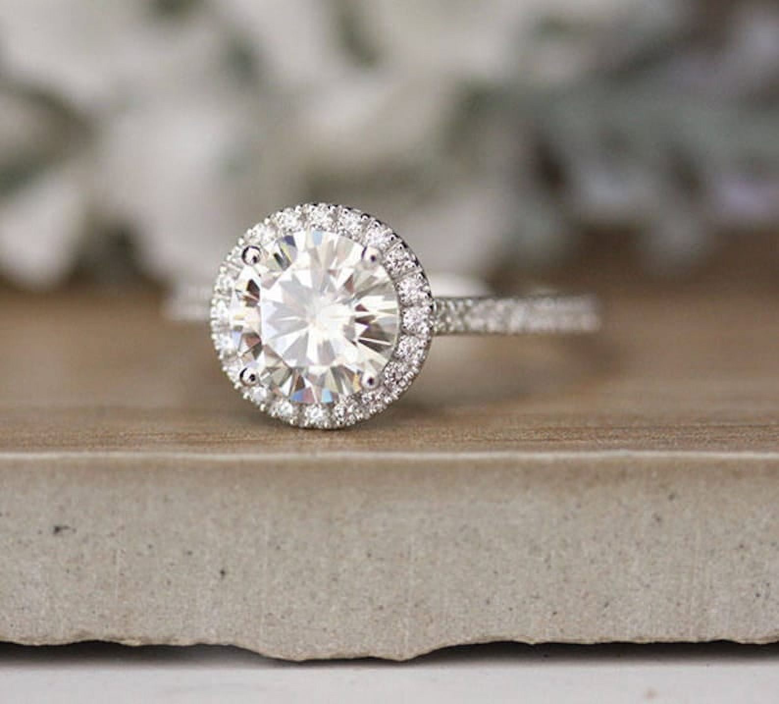 Blue Jewel 1.9Ct Round Cut Brilliant Lab Created Diamond Ring - 14K ...