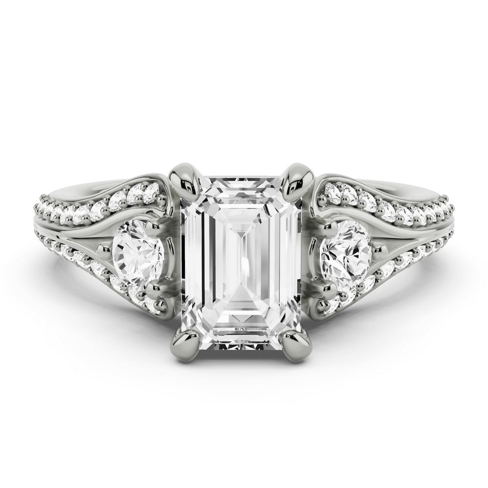 Blue Jewel 14K White Gold Plated 2.13 Ct Emerald Cut Solitaire ...