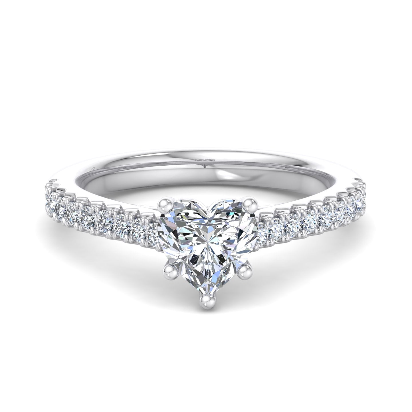 Blue Jewel 14K White Gold Plated Diamond Ring - 1.7 Ct Heart Cut Lab Created Diamond in Prong ...