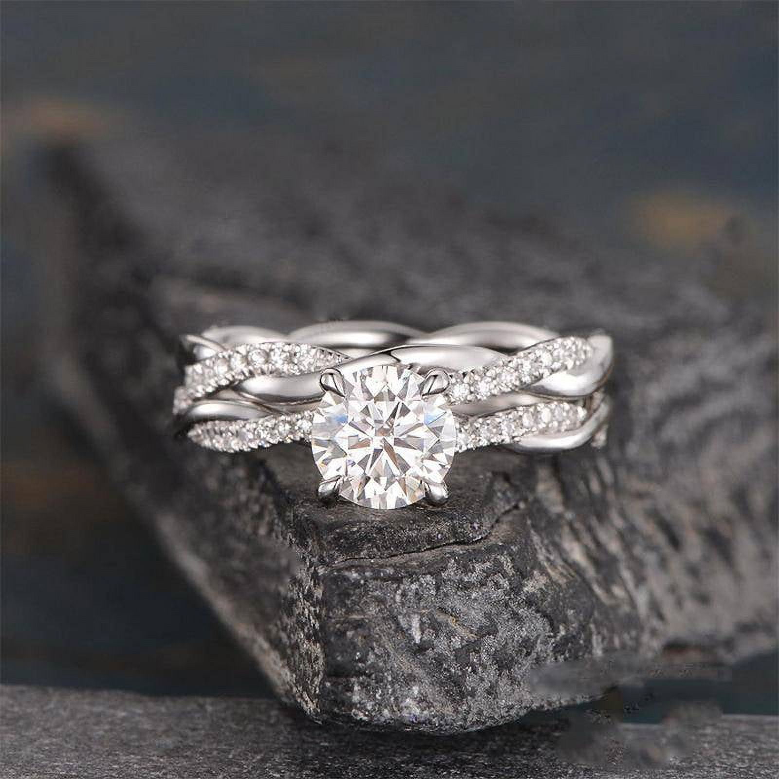 Blue Jewel 14K White Gold Plated Diamond Ring - Brilliant 1.8 Ct Round ...