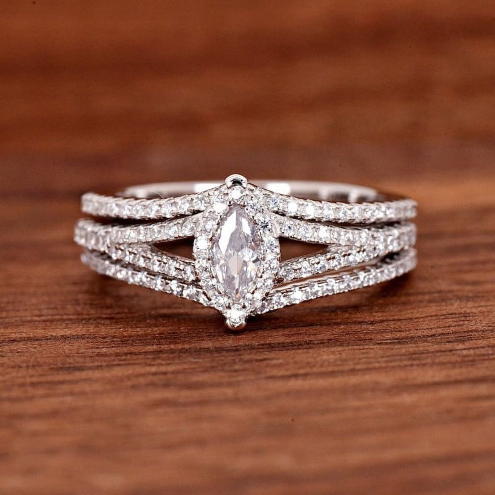 Blue Jewel 14K White Gold Plated Diamond Ring - Excellent 1.6 Ct ...