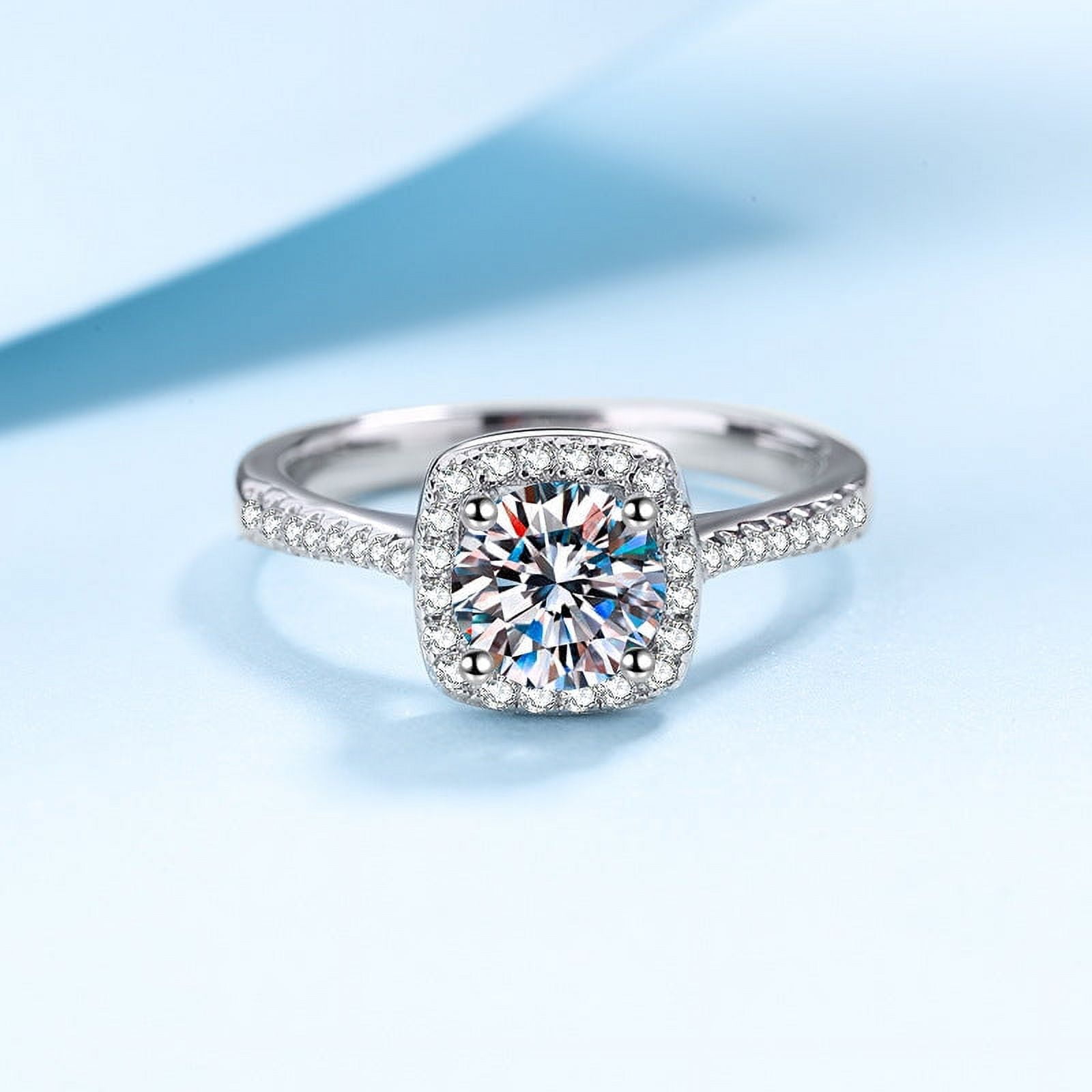 Blue Jewel 14K White Gold Plated Rings - 1.9 Ct Round Cut Lab Created ...