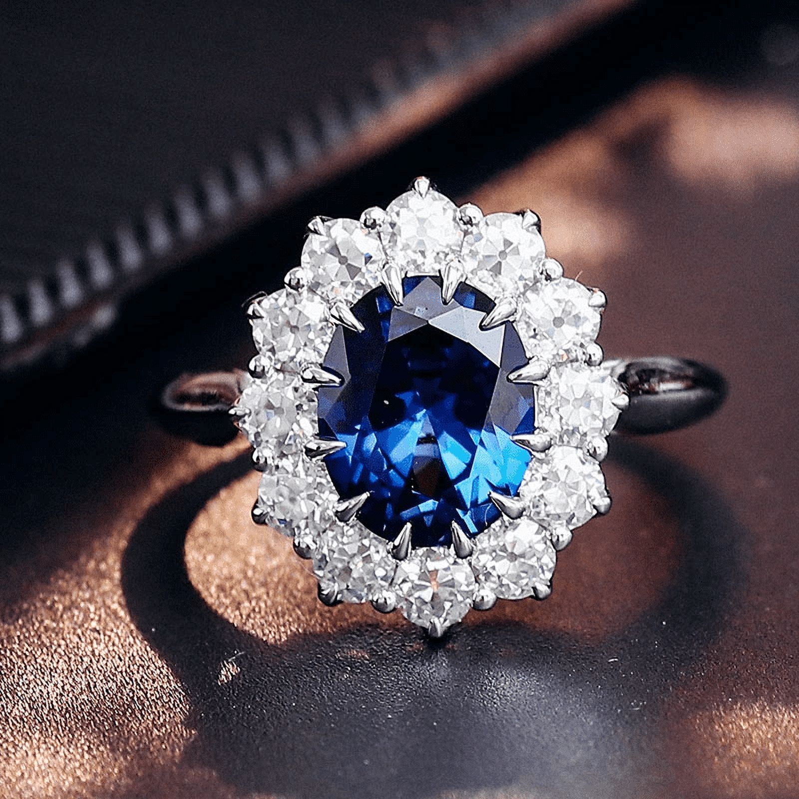 Blue Jewel 2.1 Ct Simulated Diamond Wedding Ring for Women's - 14K ...