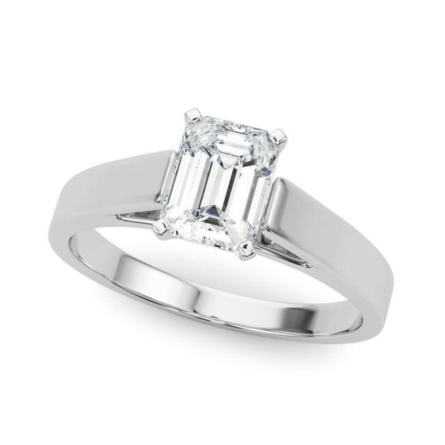 Blue Jewel 2.13 Ct Emerald Cut Lab Created Diamond Solitaire Engagement ...