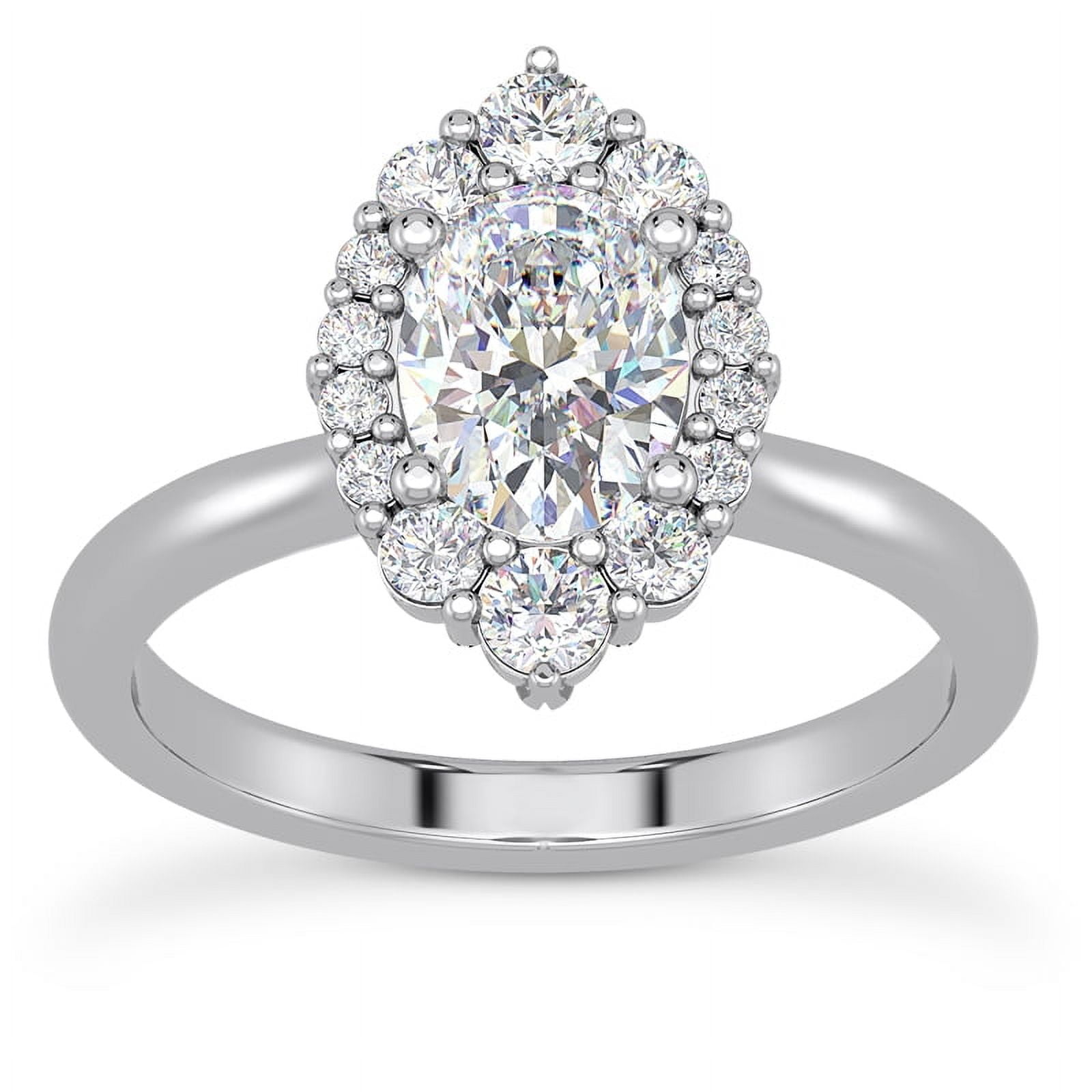 Blue Jewel 2.2 Ct Oval Cut Lab Created Diamond Ring - Floral Halo ...