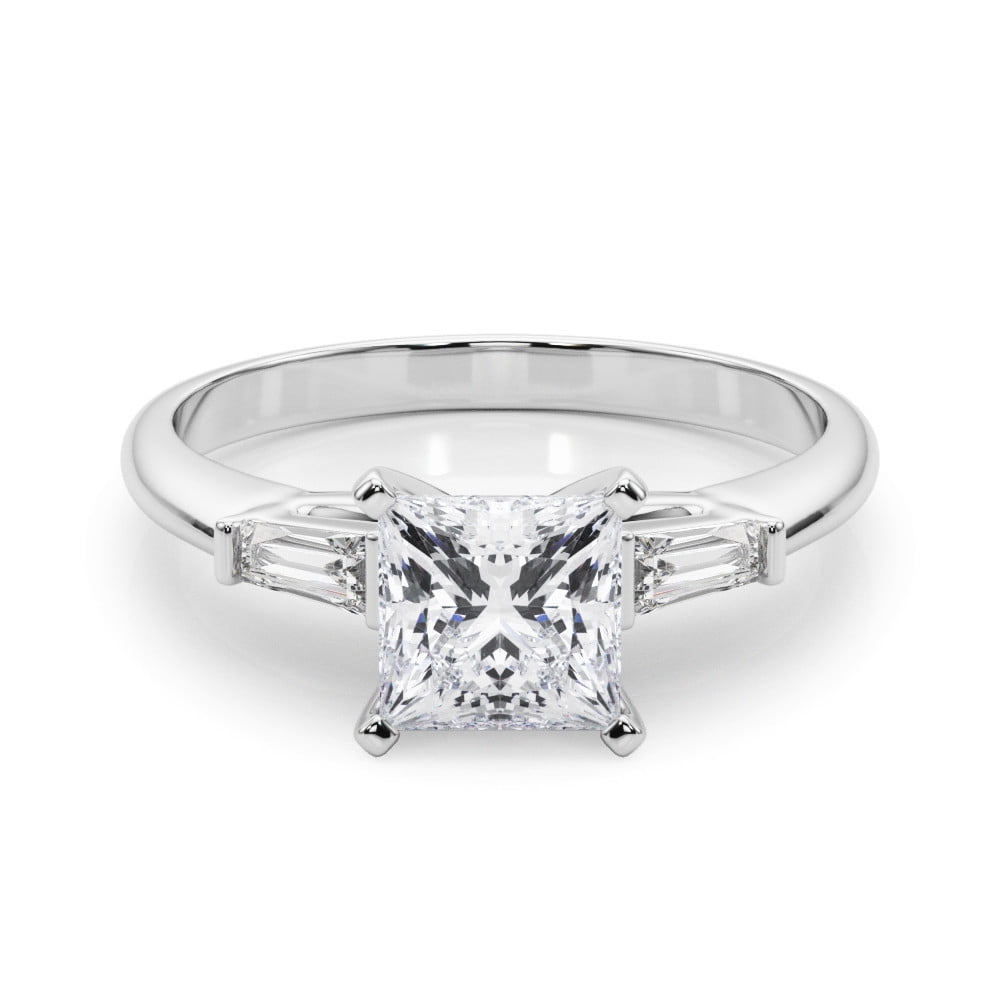 Blue Jewel 2.24 Ct Princess Diamond Ring - Lab Created Three Stone ...