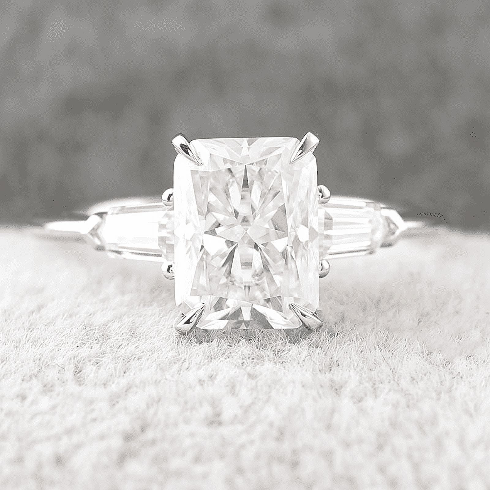 Blue Jewel 2.4 Ct Lab Radiant Cut Wedding Ring - 14K White Gold Plated ...