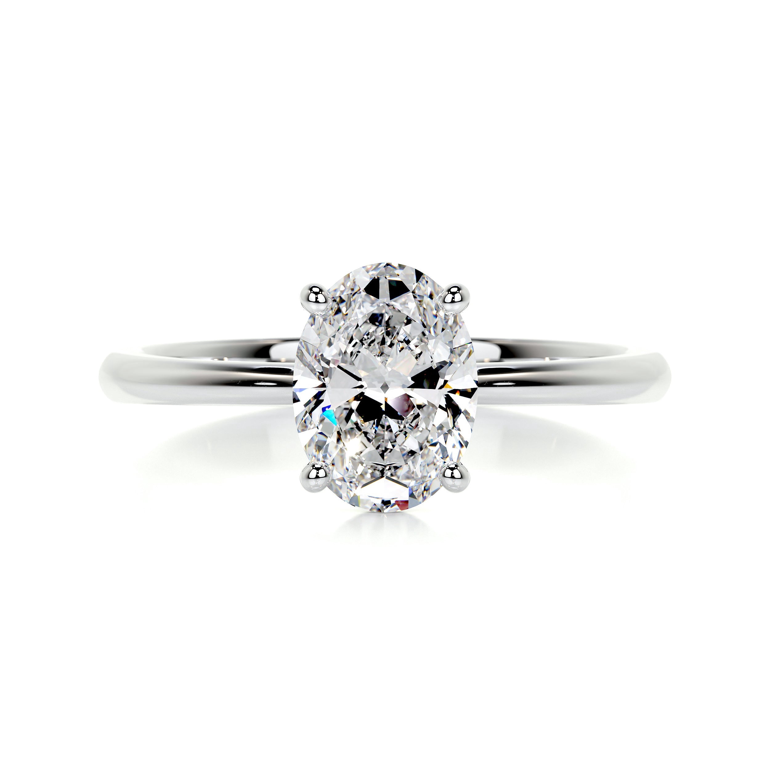 Blue Jewel 2 Ct Oval Excellent Cut Diamond Ring - 14K White Gold Over ...