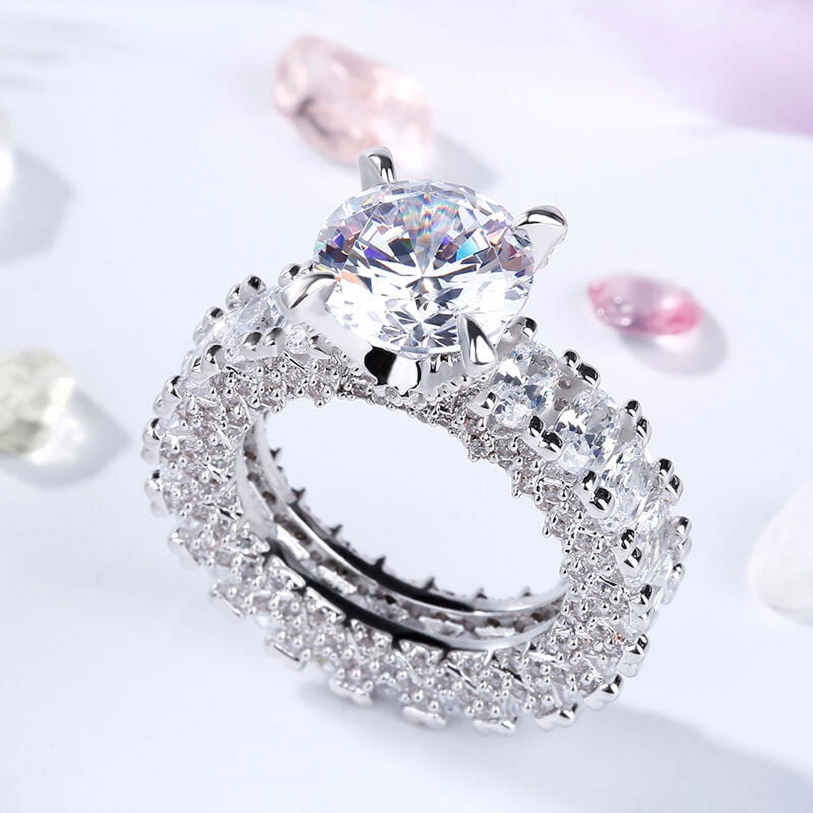 Blue Jewel 2 Ct Round Cut White Diamond Rings for Her - Birth Stone ...