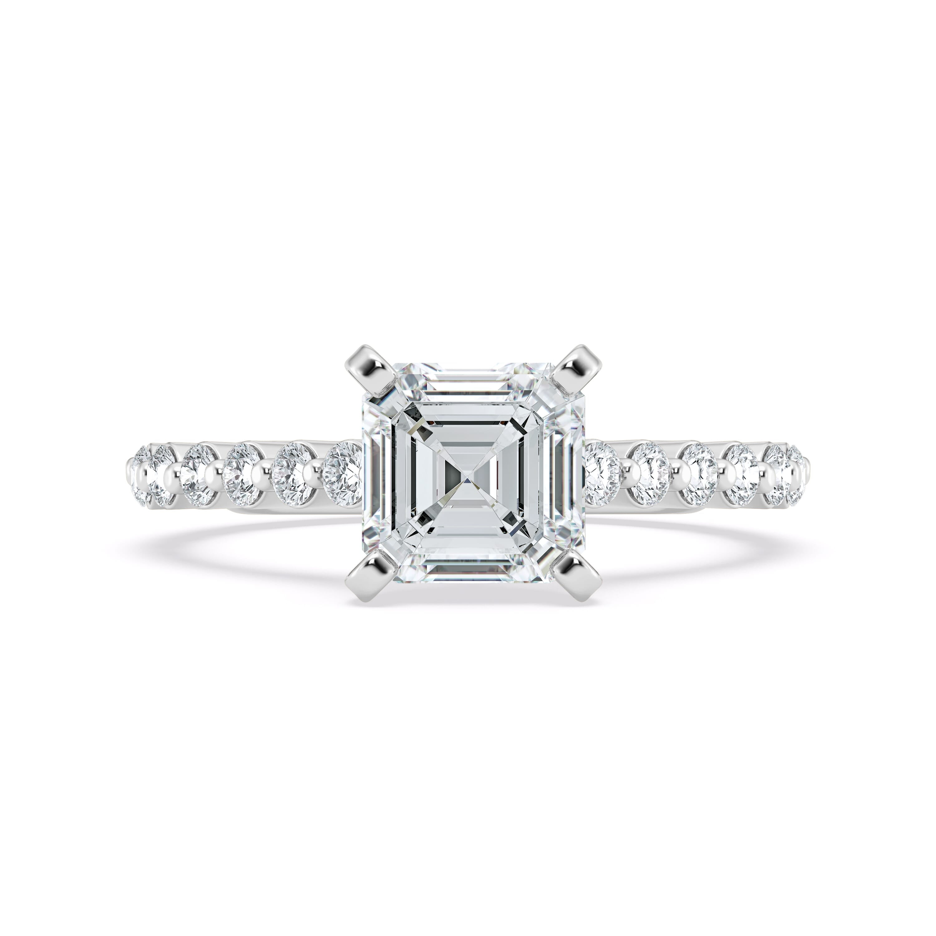 Blue Jewel Asscher Cut Diamond Engagement Ring - 2.02 Ct Lab Created ...
