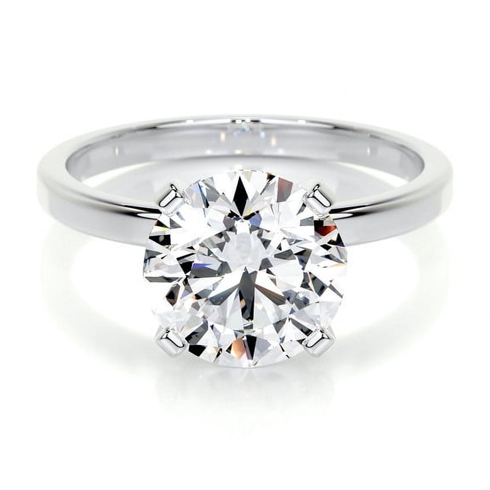 Blue Jewel Brilliant 2 Ct Round Cut Diamond Ring - 14K White Gold ...
