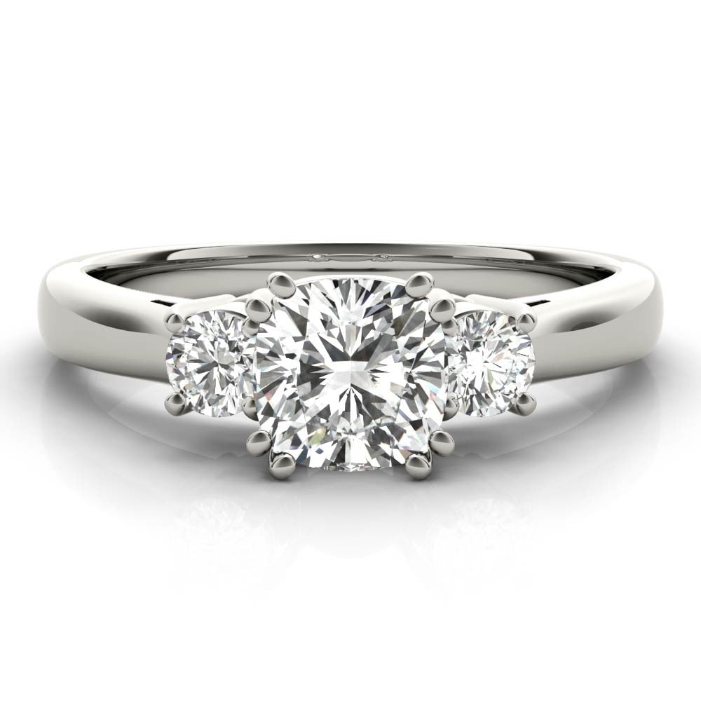 Blue Jewel Cushion Cut 2.02 Ct Lab Created Diamond Ring - Three Stone ...