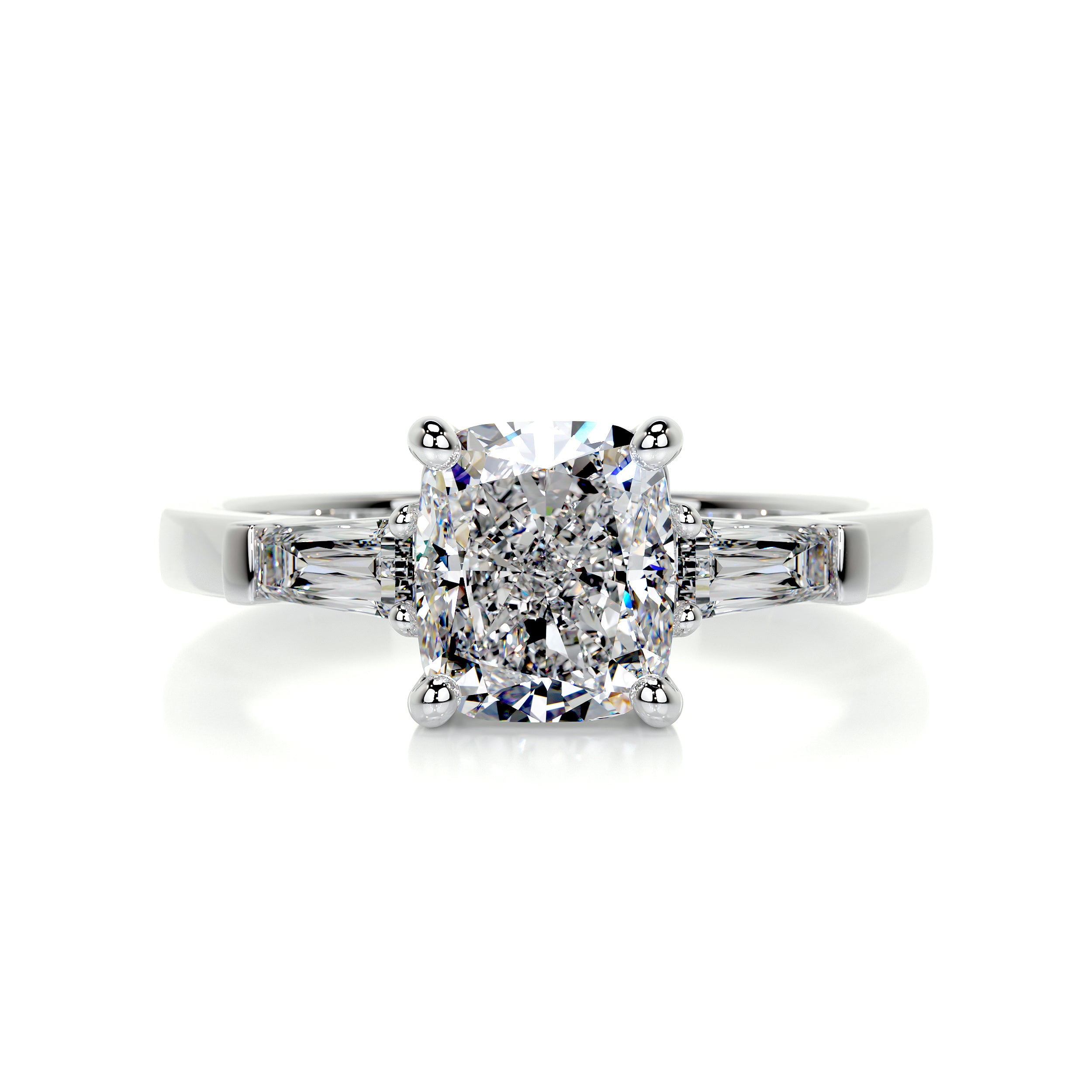 Blue Jewel Cushion Cut Excellent 1.9 Ct Diamond Rings - White Gold Over ...