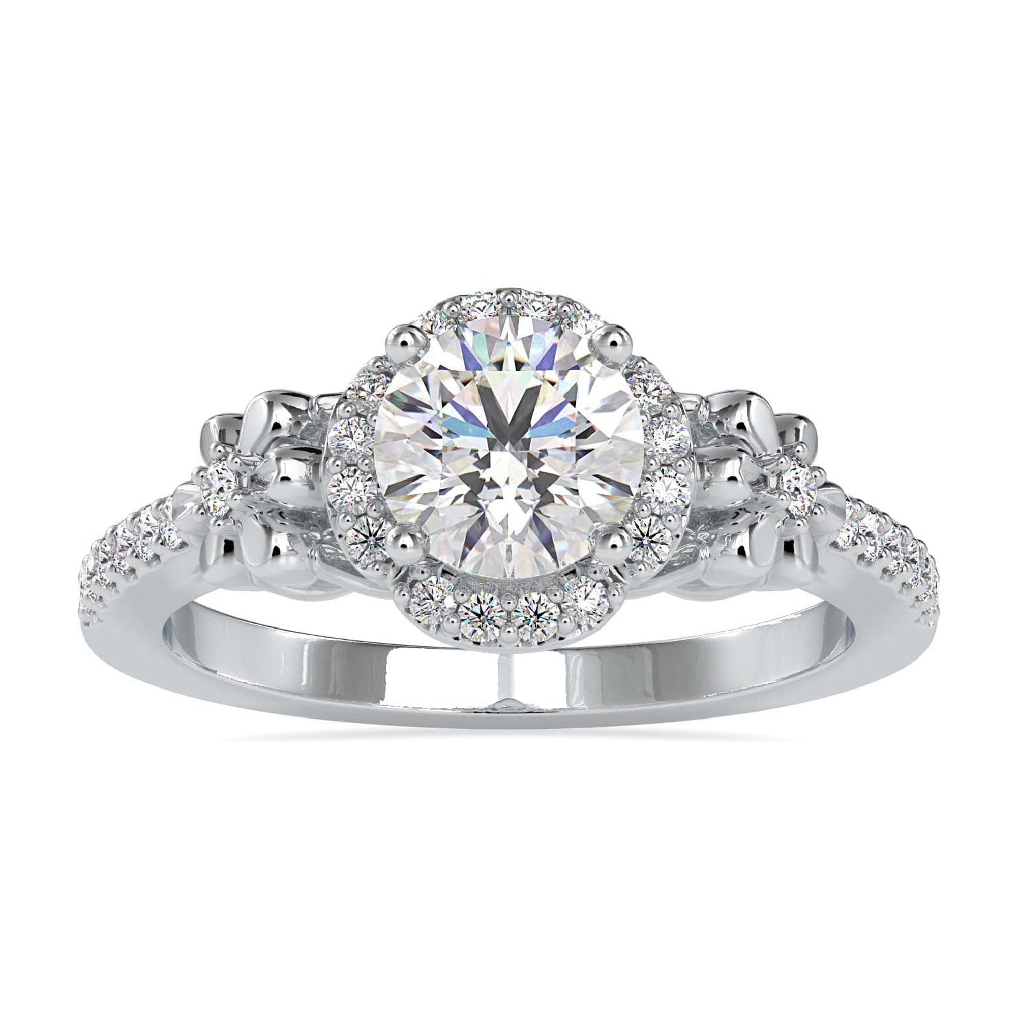Blue Jewel Halo Engagement Ring - 1.5 Ct Lab Created Round Cut Diamond ...