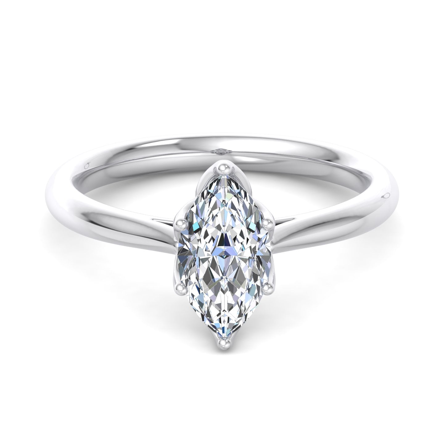 Blue Jewel Marquise Cut Flower Engagement Ring - 1.6 Ct Lab Created Diamond - 14K White Gold ...
