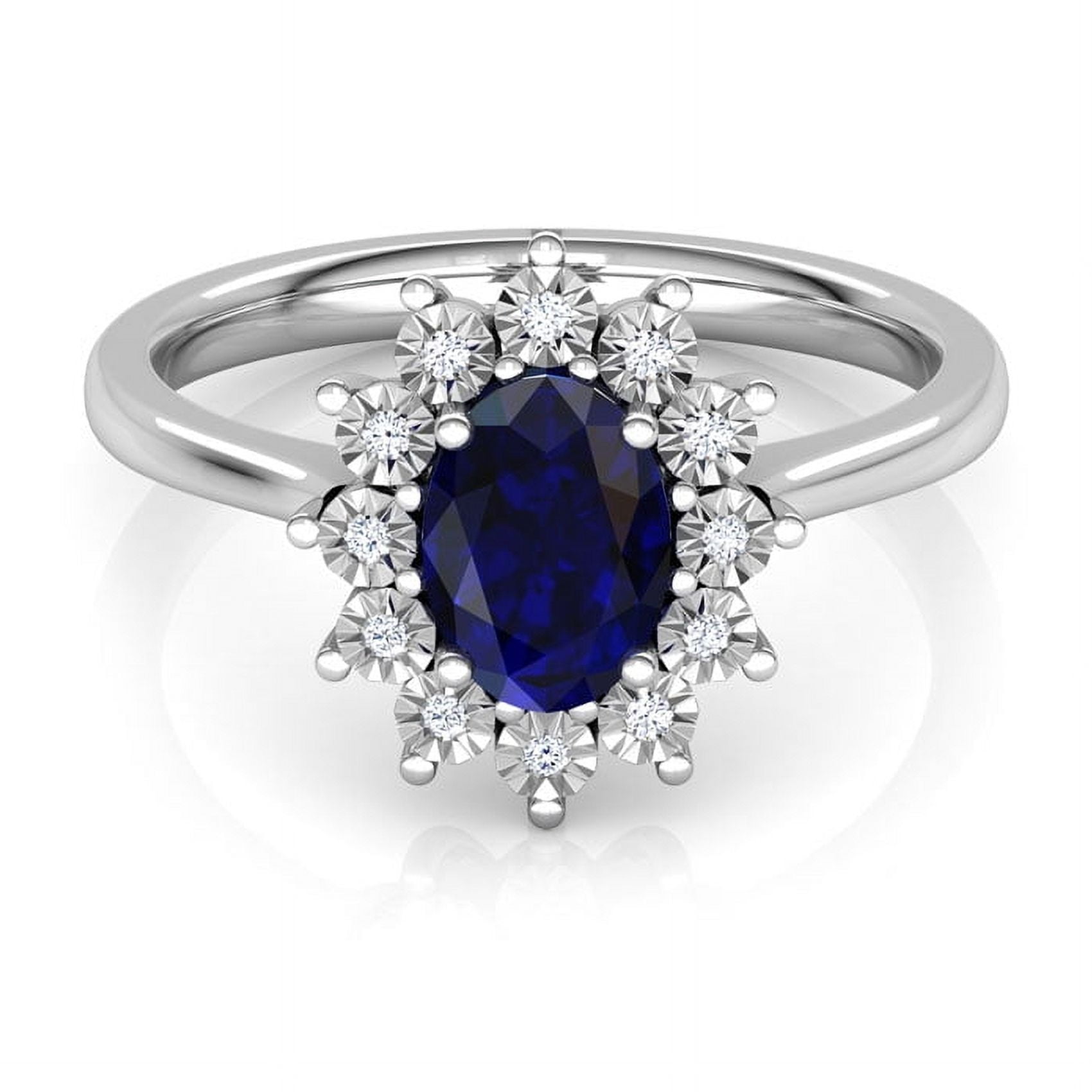 Blue Jewel Oval Cut 1.3 Ct Diamond Cluster Engagement Ring - Women’s ...